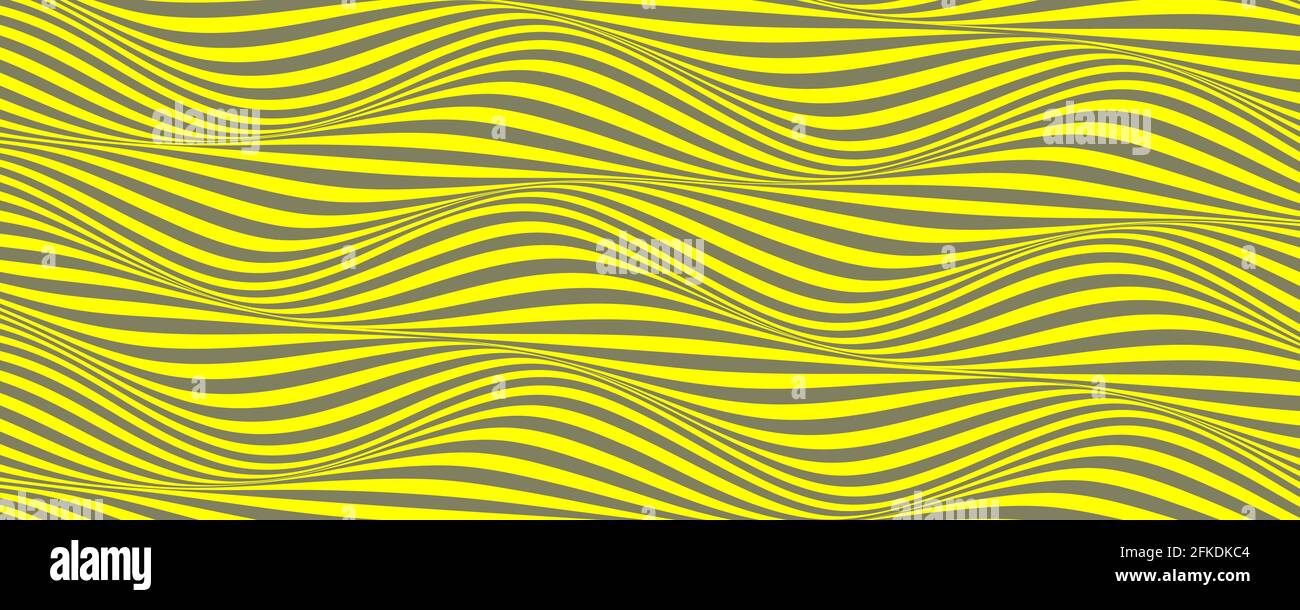 Wavy background. Abstract flowing pattern. Gray and yellow narrow lines ...