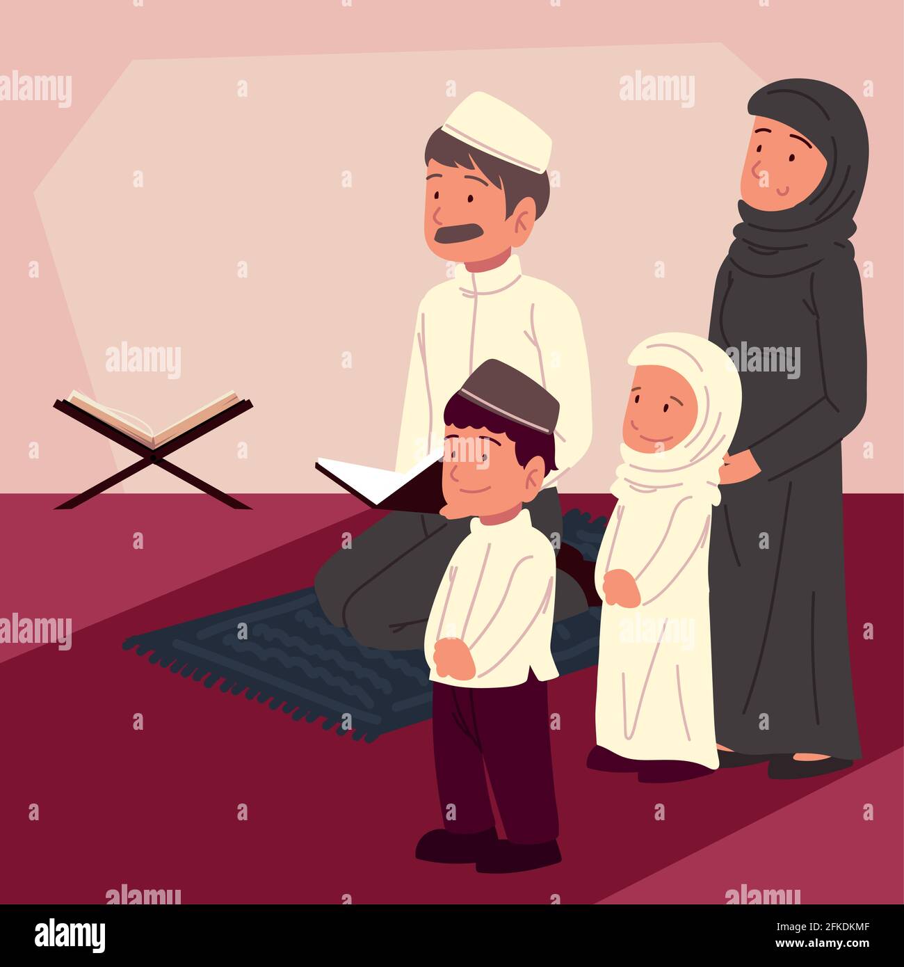Illustration father son praying together hi-res stock photography and ...