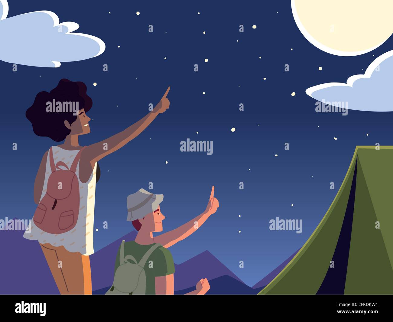 couple backpackers night Stock Vector Image & Art - Alamy