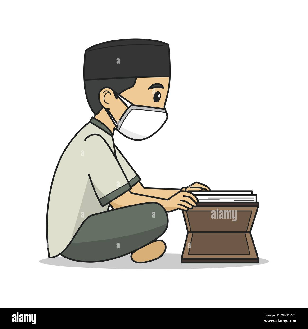 Ustaz Character Read the Koran, Wearing Muslim Caps, Clothes and Face ...