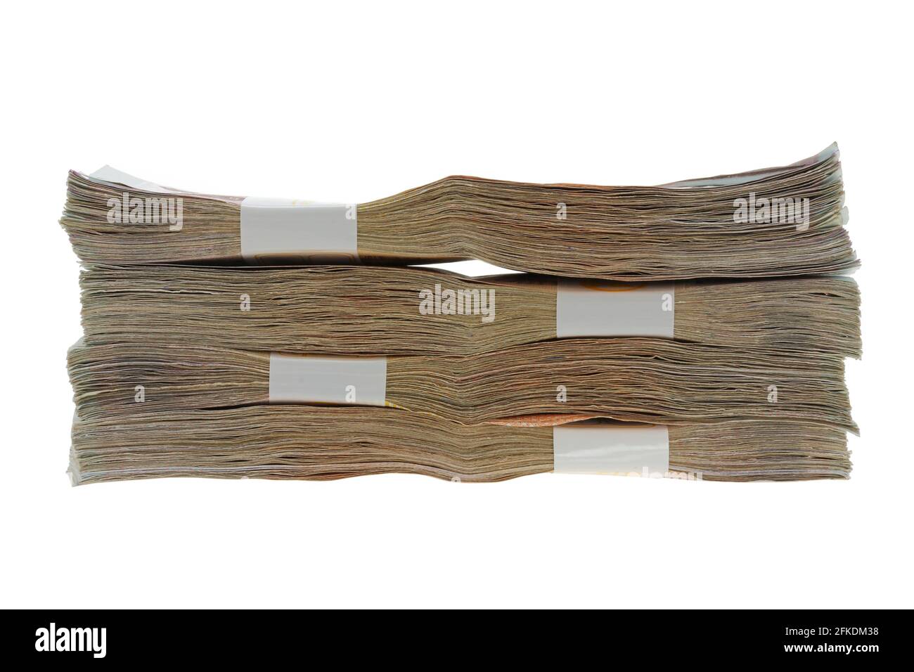 Thai Baht money a stack of 1000 banknotes isolated on white background ...