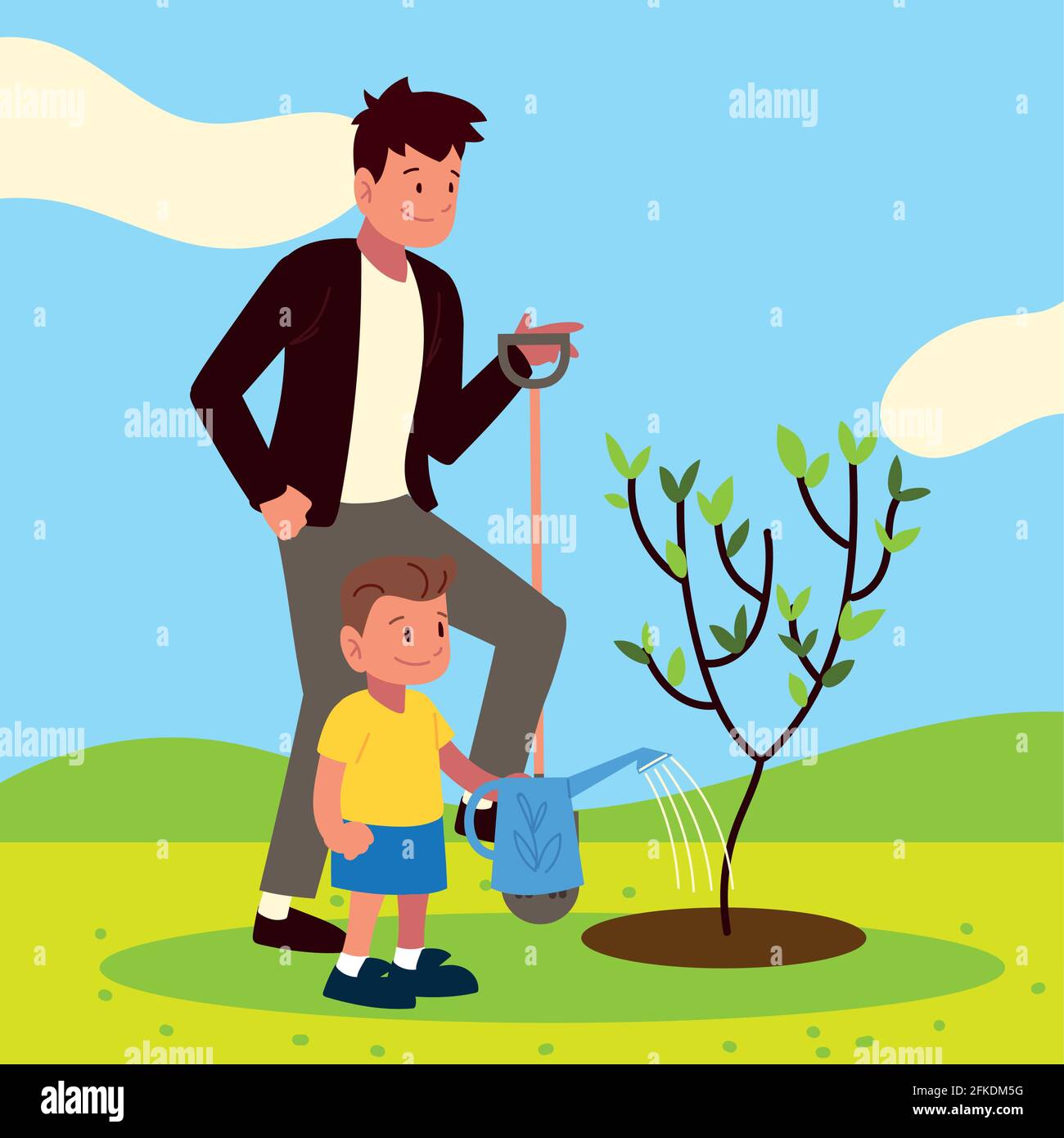 dad and son caring tree Stock Vector Image & Art - Alamy