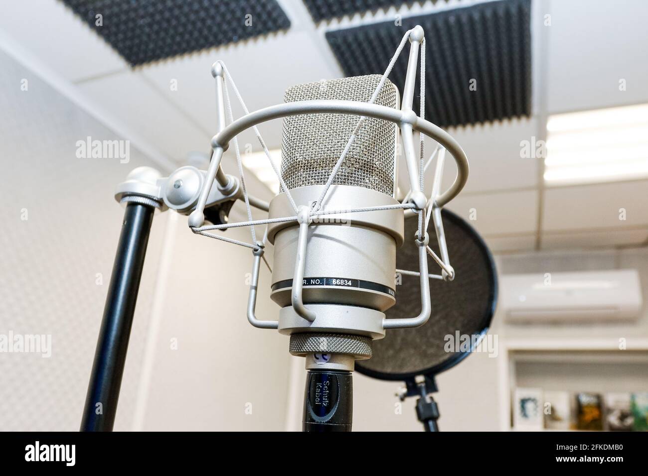 In a recording studio, the professional microphone for studio recording ...
