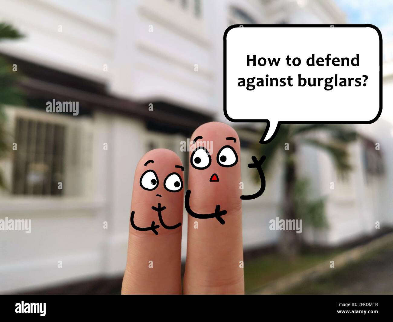 Two fingers are decorated as two person. One of them is asking how to ...