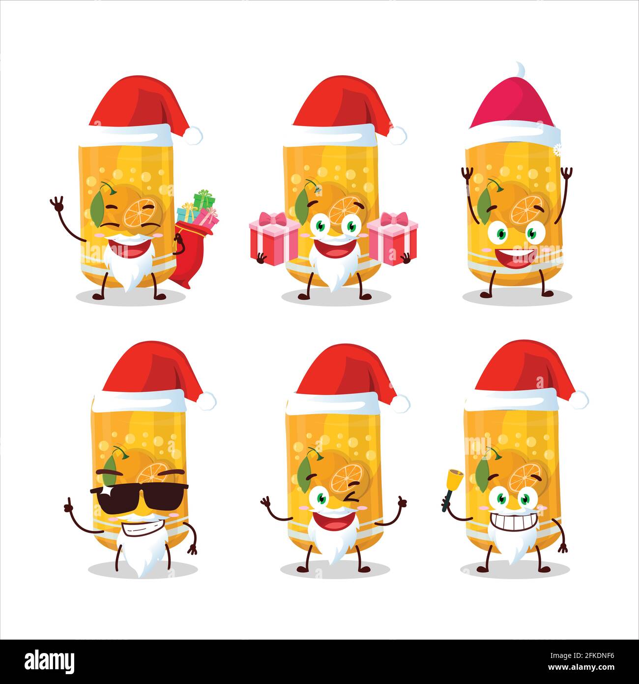 Santa Claus emoticons with orange soda can cartoon character Stock ...