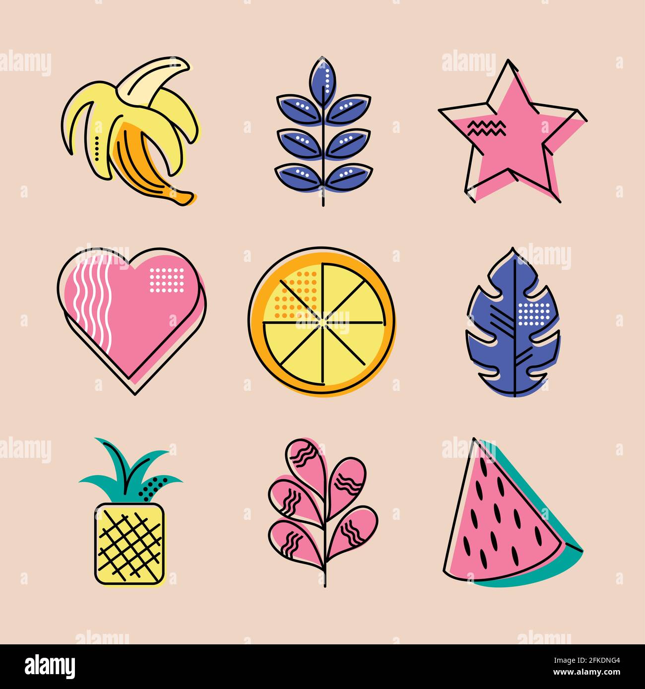 memphis icons set Stock Vector Image & Art - Alamy