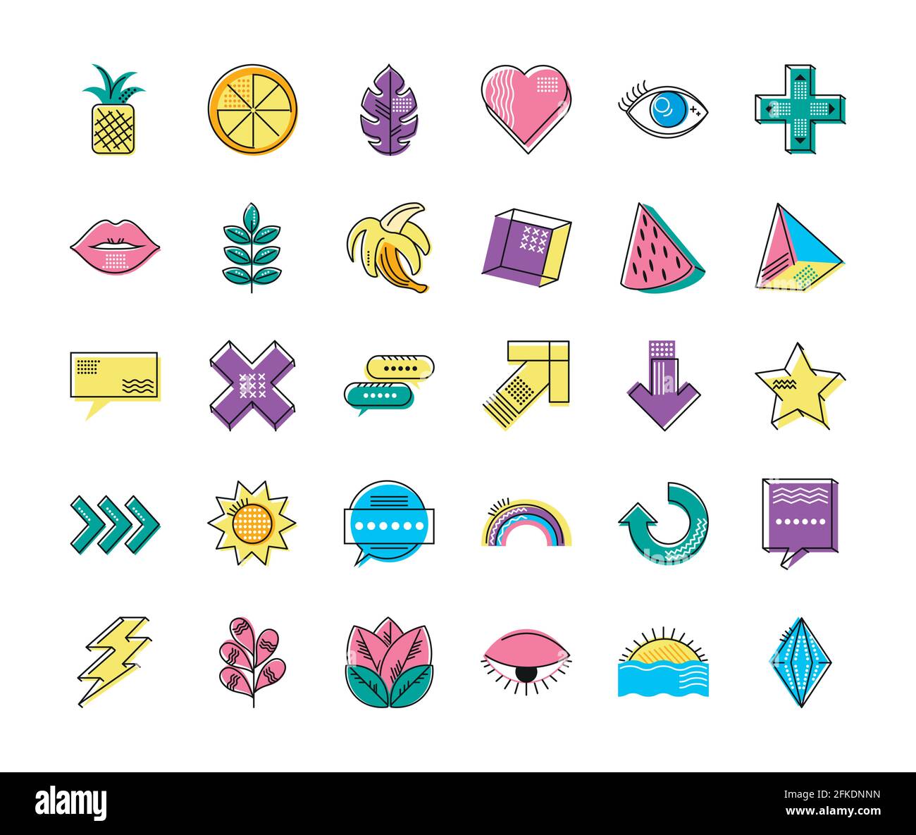 memphis icons collection Stock Vector Image & Art - Alamy