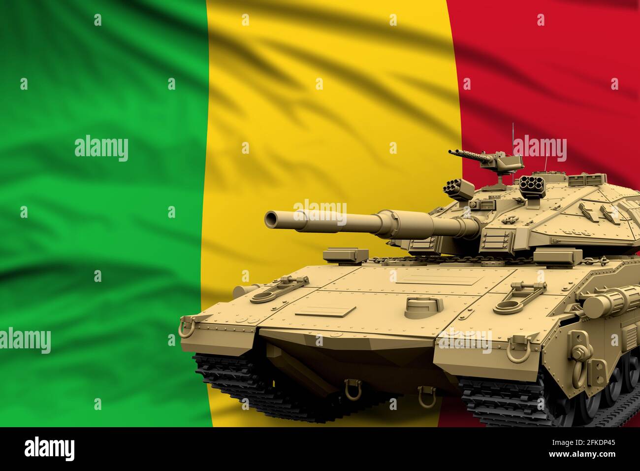 Heavy tank with fictional design on Mali flag background - modern tank ...