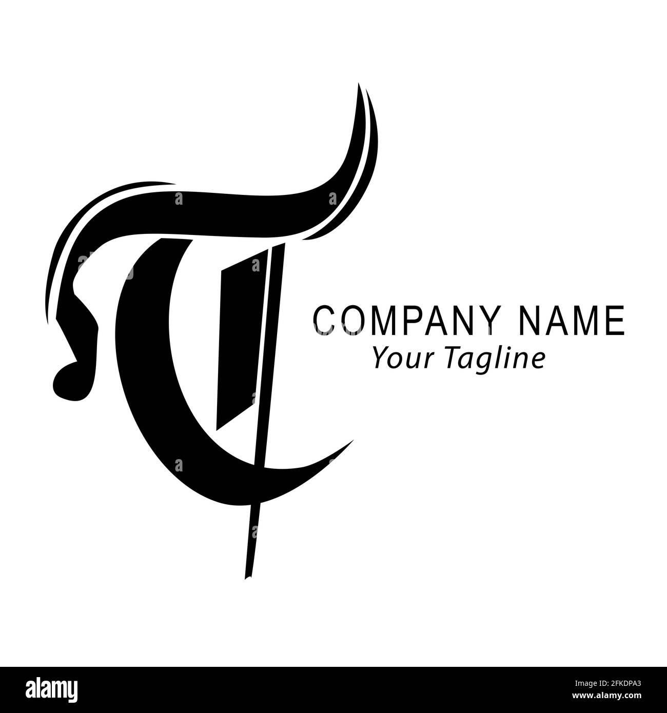Vector Hand Draw Sketch Logo Script T, For Classic Corporate, at White ...