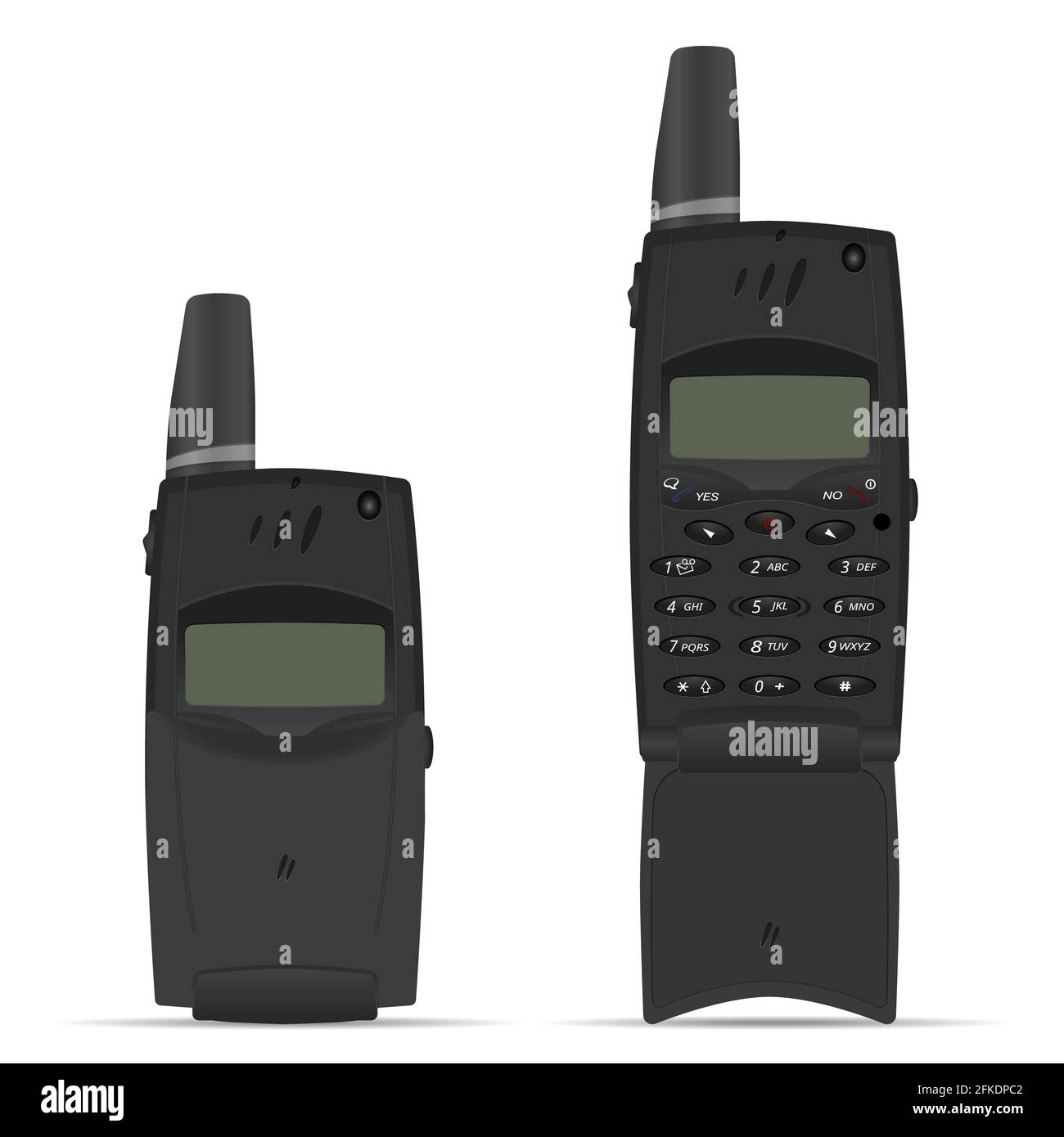 Classic mobile phone set on a white background. Vector illustration ...