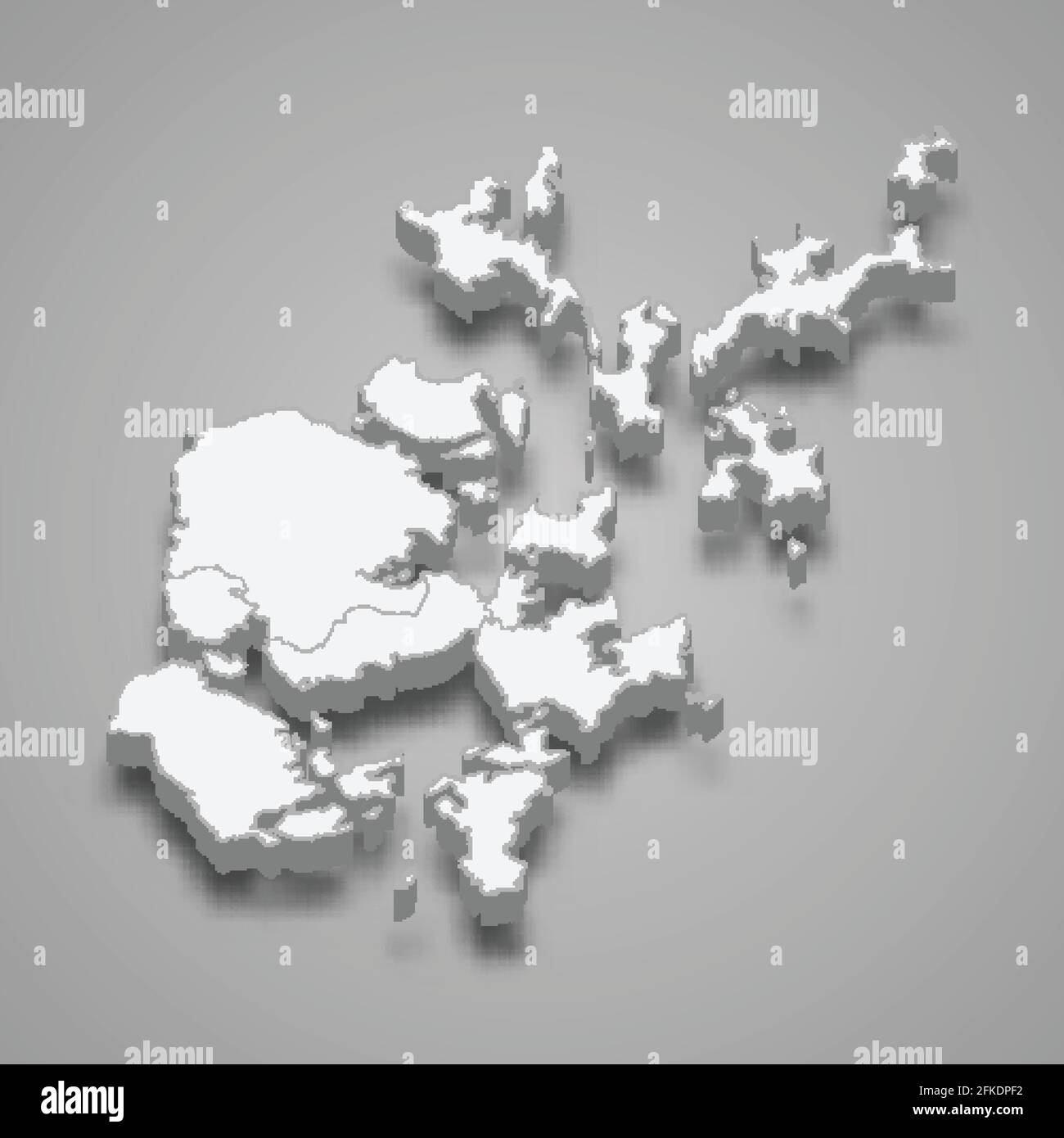 3d isometric map of Orkney Islands is a region of Scotland, vector ...