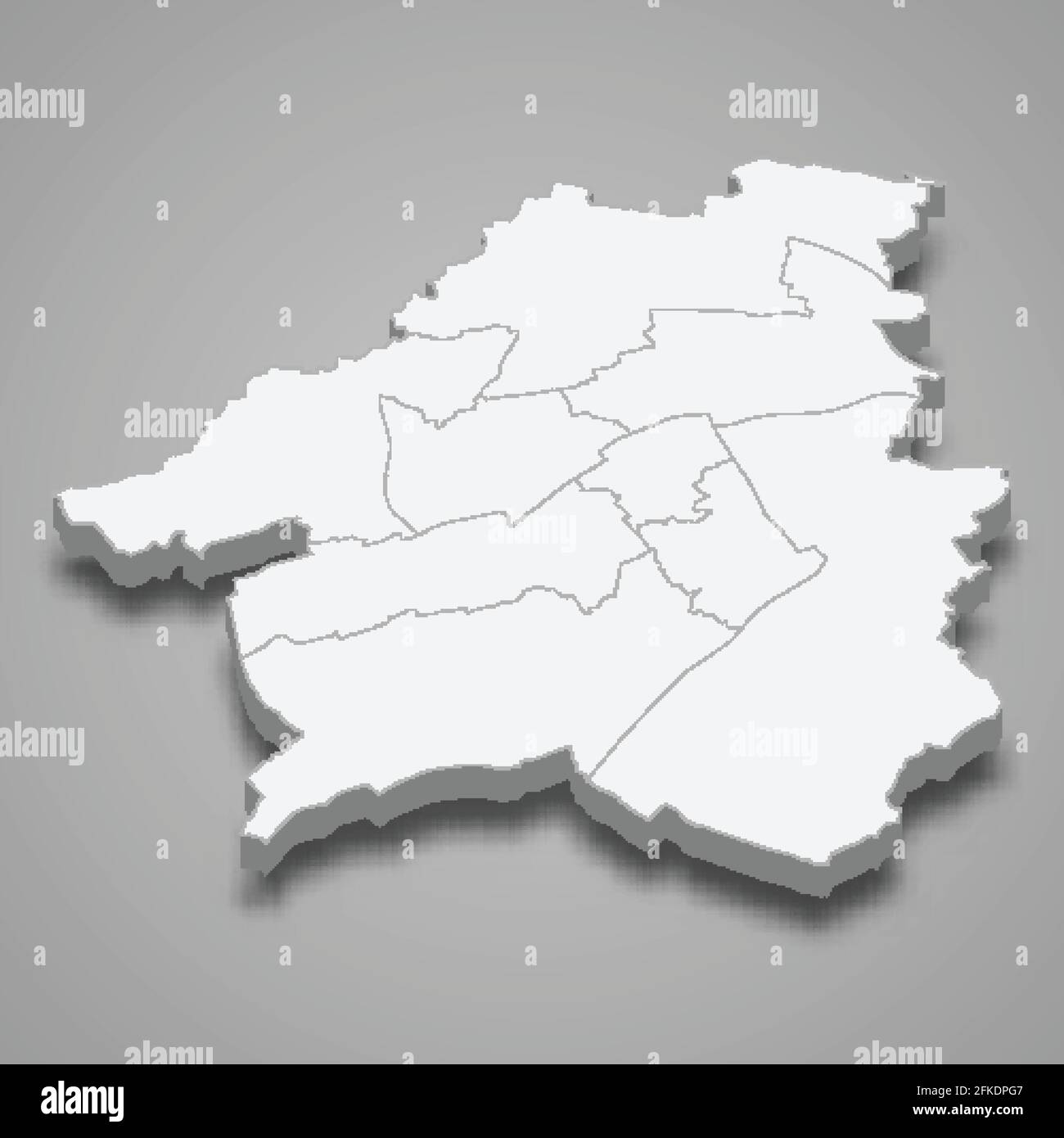 3d isometric map of West Lothian is a region of Scotland, vector ...
