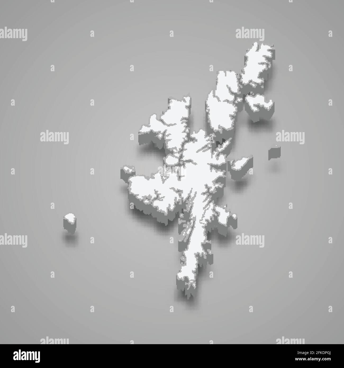 3d isometric map of Shetland Islands is a region of Scotland, vector ...