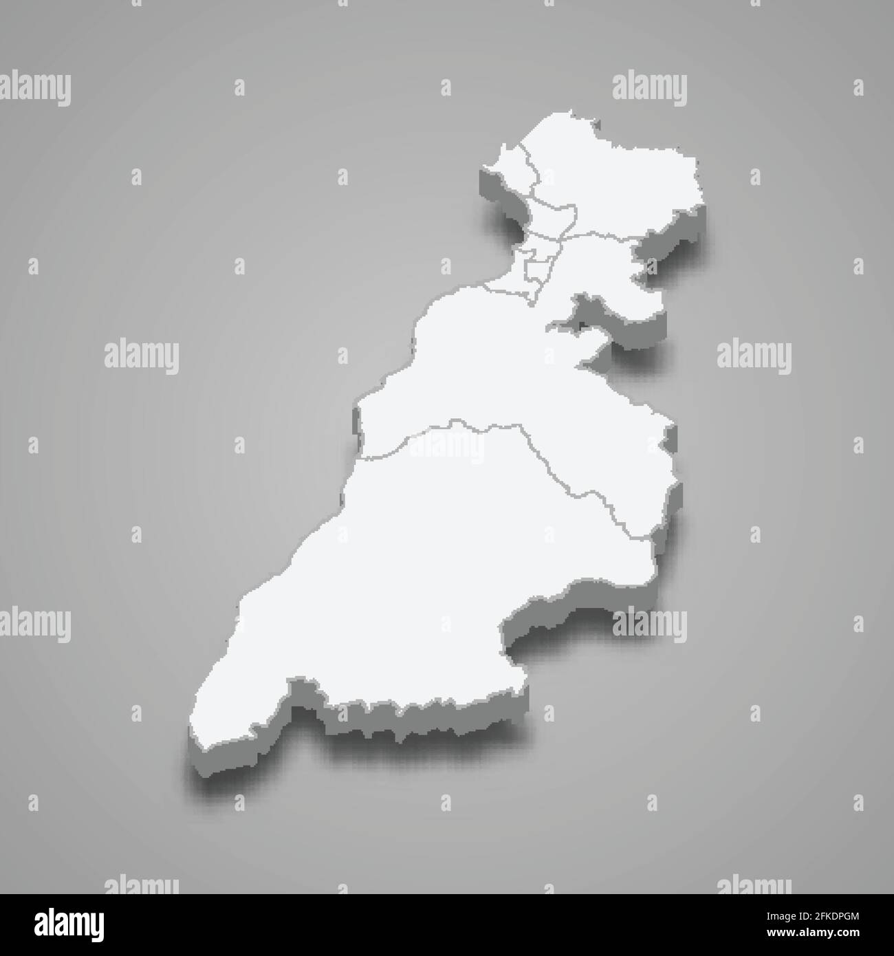 3d isometric map of South Ayrshire is a region of Scotland, vector ...