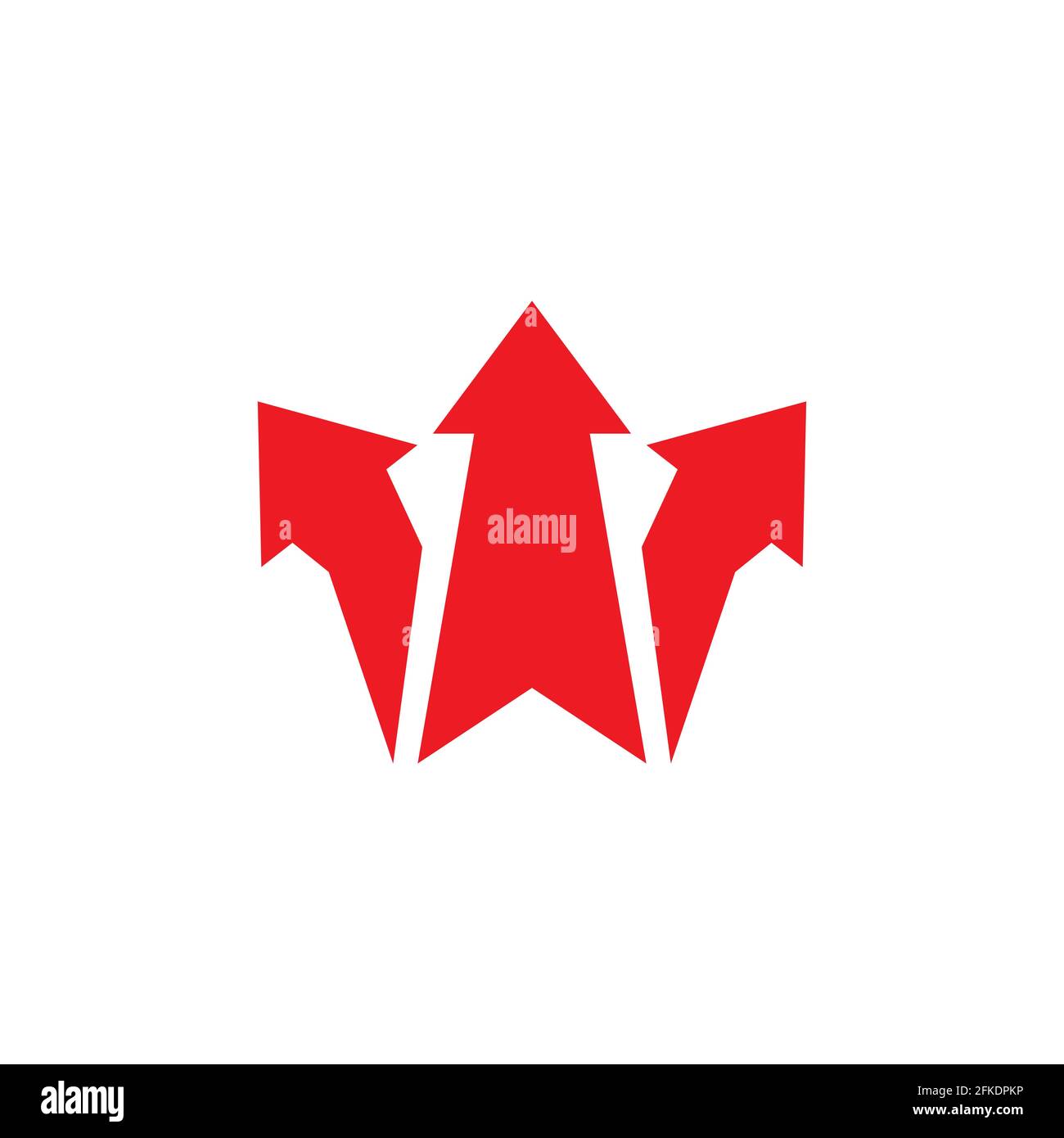 Three red arrows point Three-way direction. Right, left, forward ...