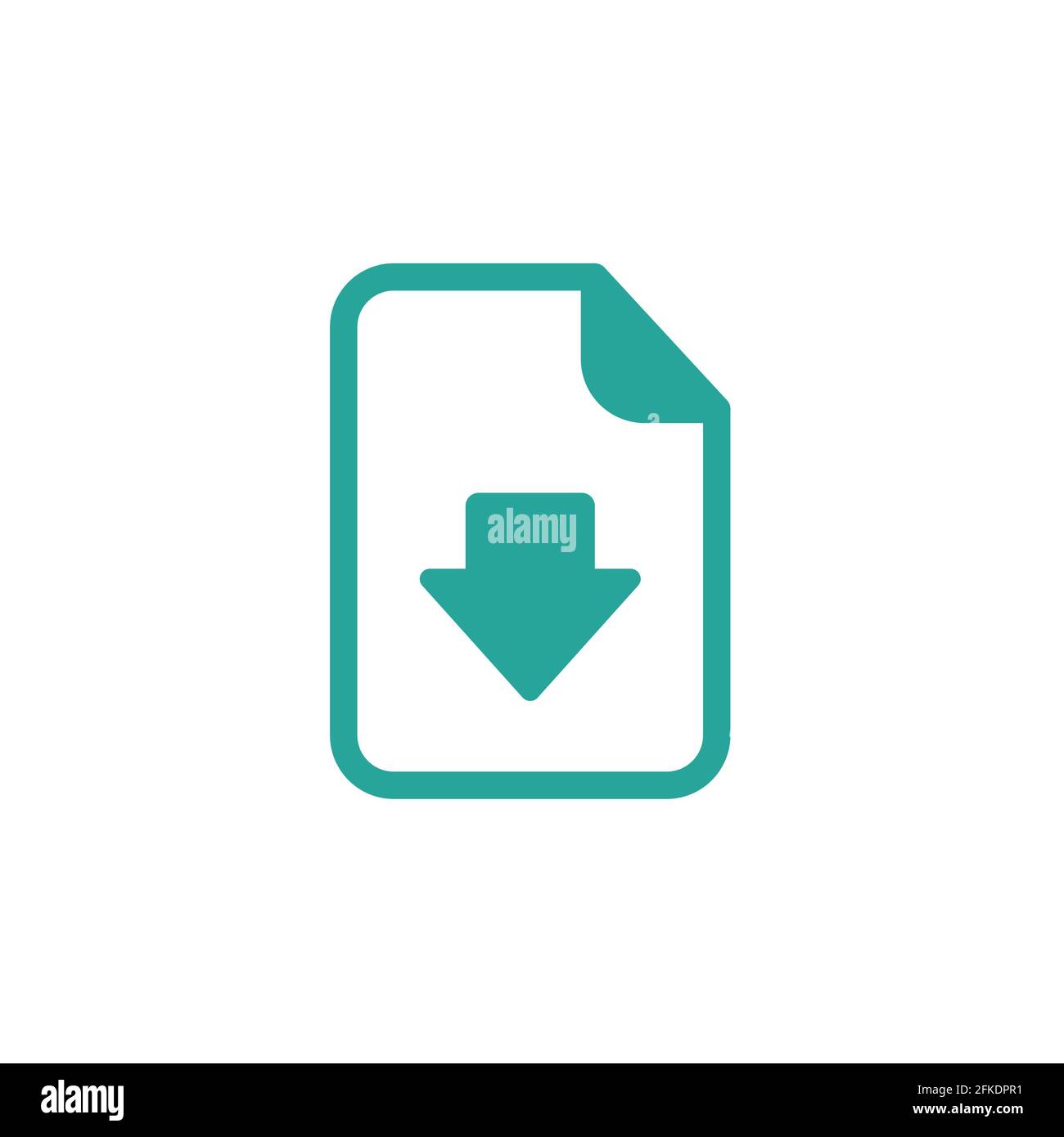 blue rounded down arrow with document sheet icon. Isolated on white ...