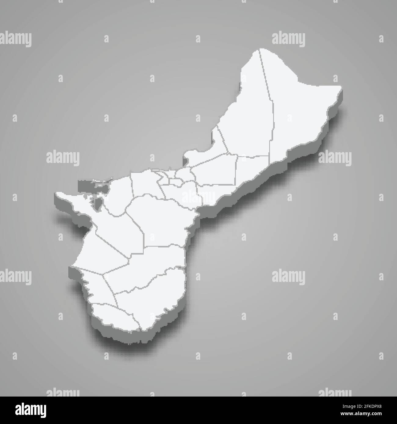 3d isometric map of Guam, isolated with shadow vector illustration ...