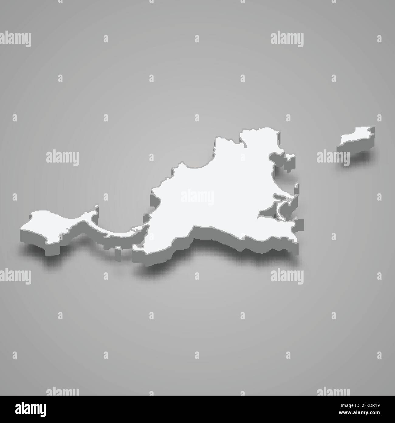 3d isometric map of Saint Martin, isolated with shadow vector ...