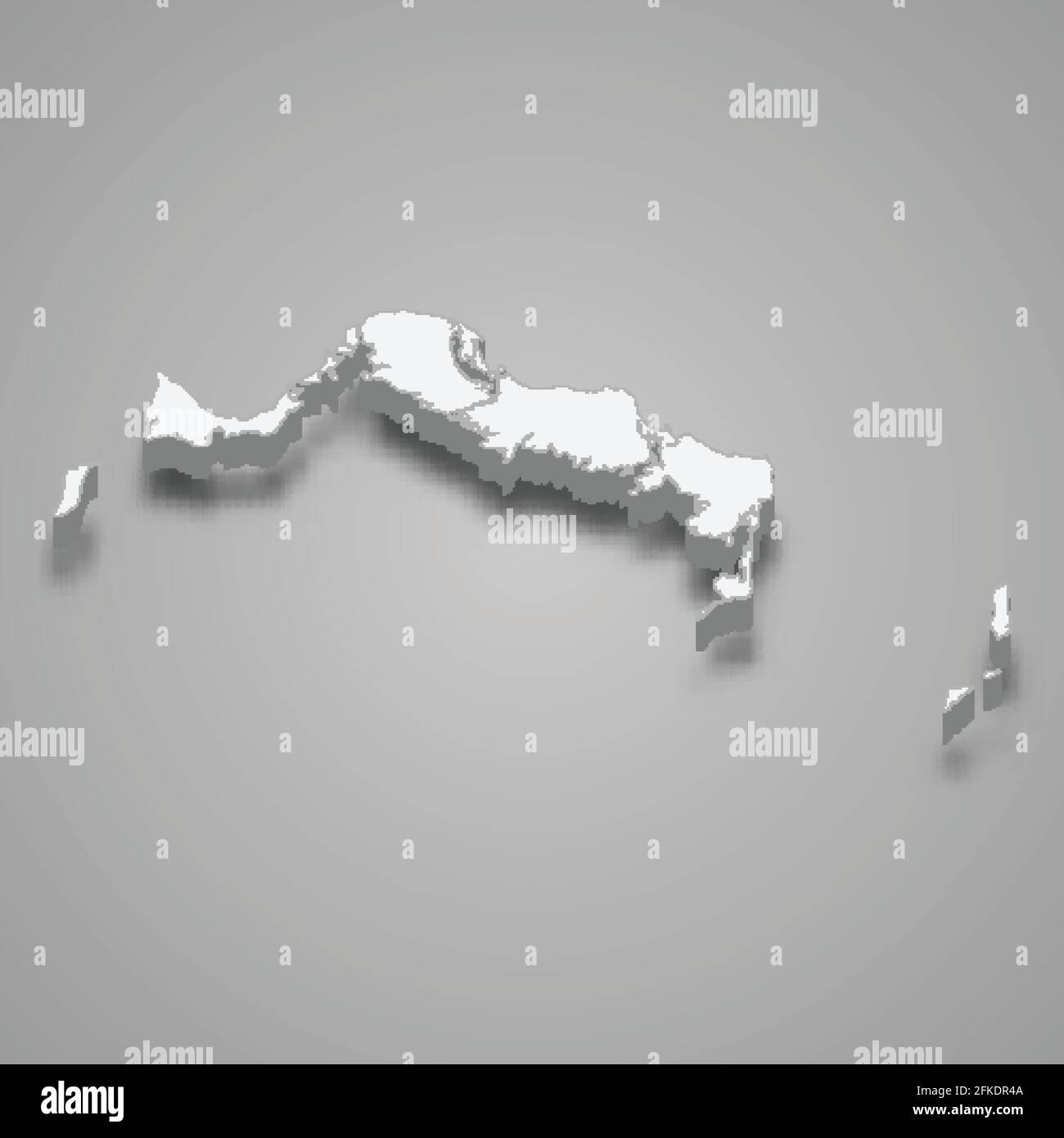 3d isometric map of Turks and Caicos Islands, isolated with shadow ...