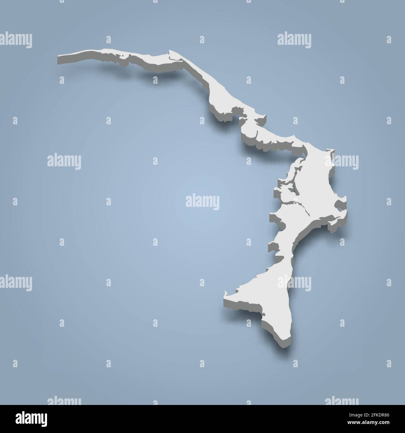 3d isometric map of Abaco is an island in Bahamas, isolated vector ...