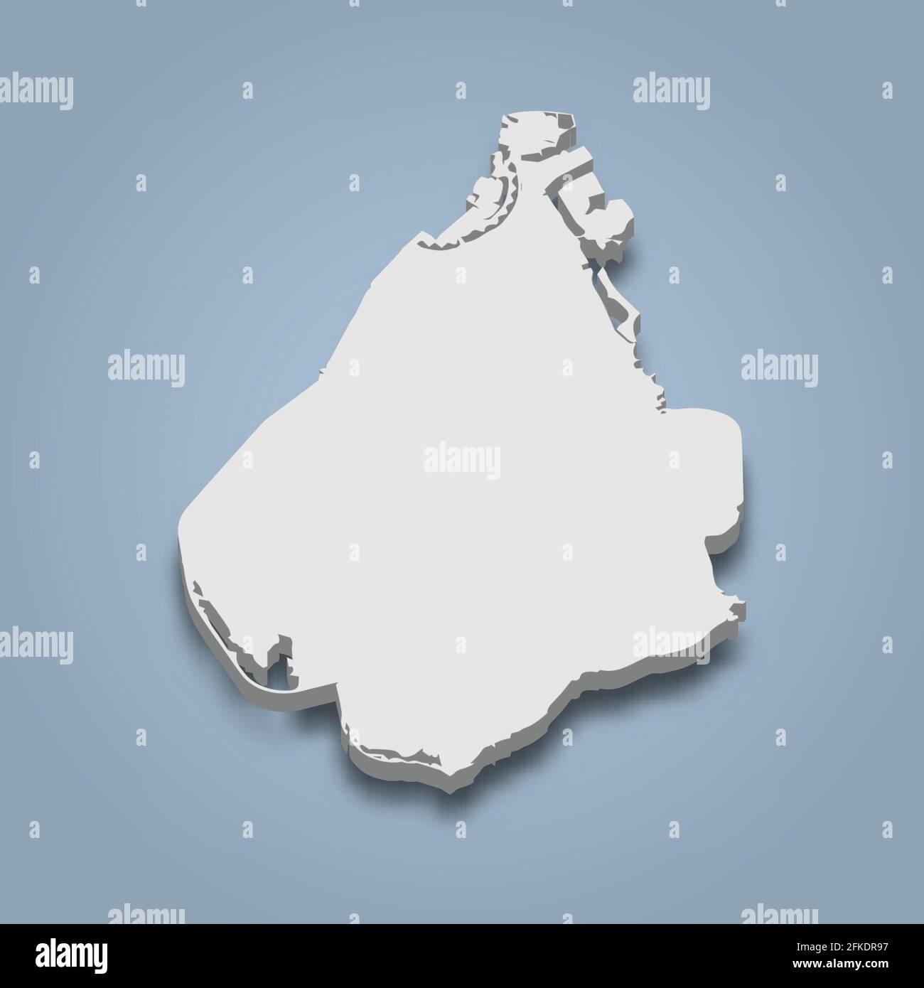 3d isometric map of Amager is an island in Denmark, isolated vector ...