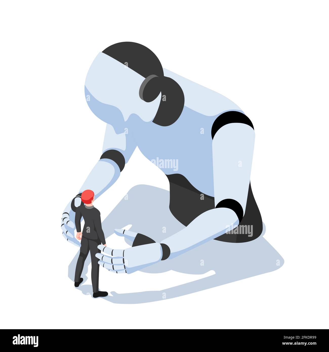 Flat 3d Isometric Businessman Facing with Against Ai Robot. Humans vs ...