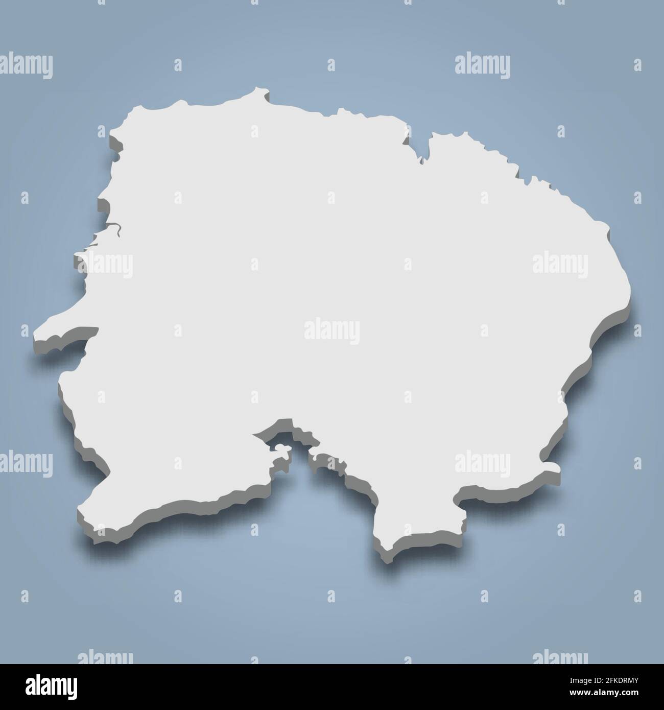 3d isometric map of Belitung is an island in Indonesia, isolated vector ...