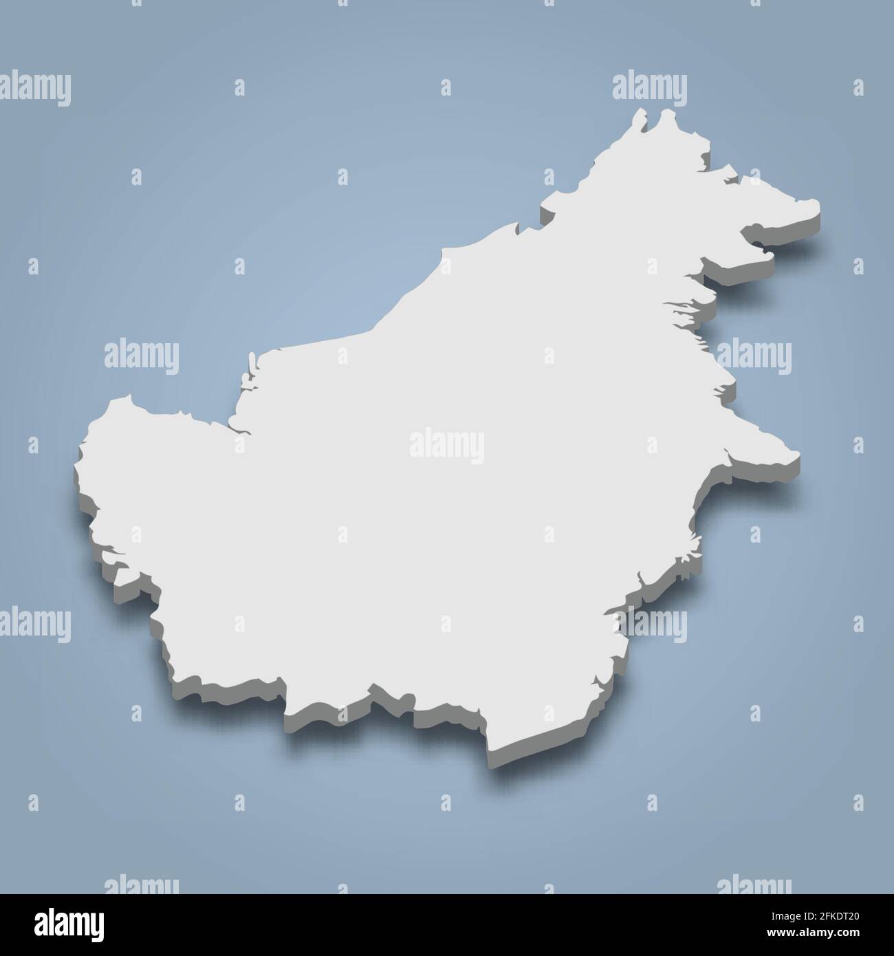 3d isometric map of Borneo is an island in Indonesia, isolated vector ...