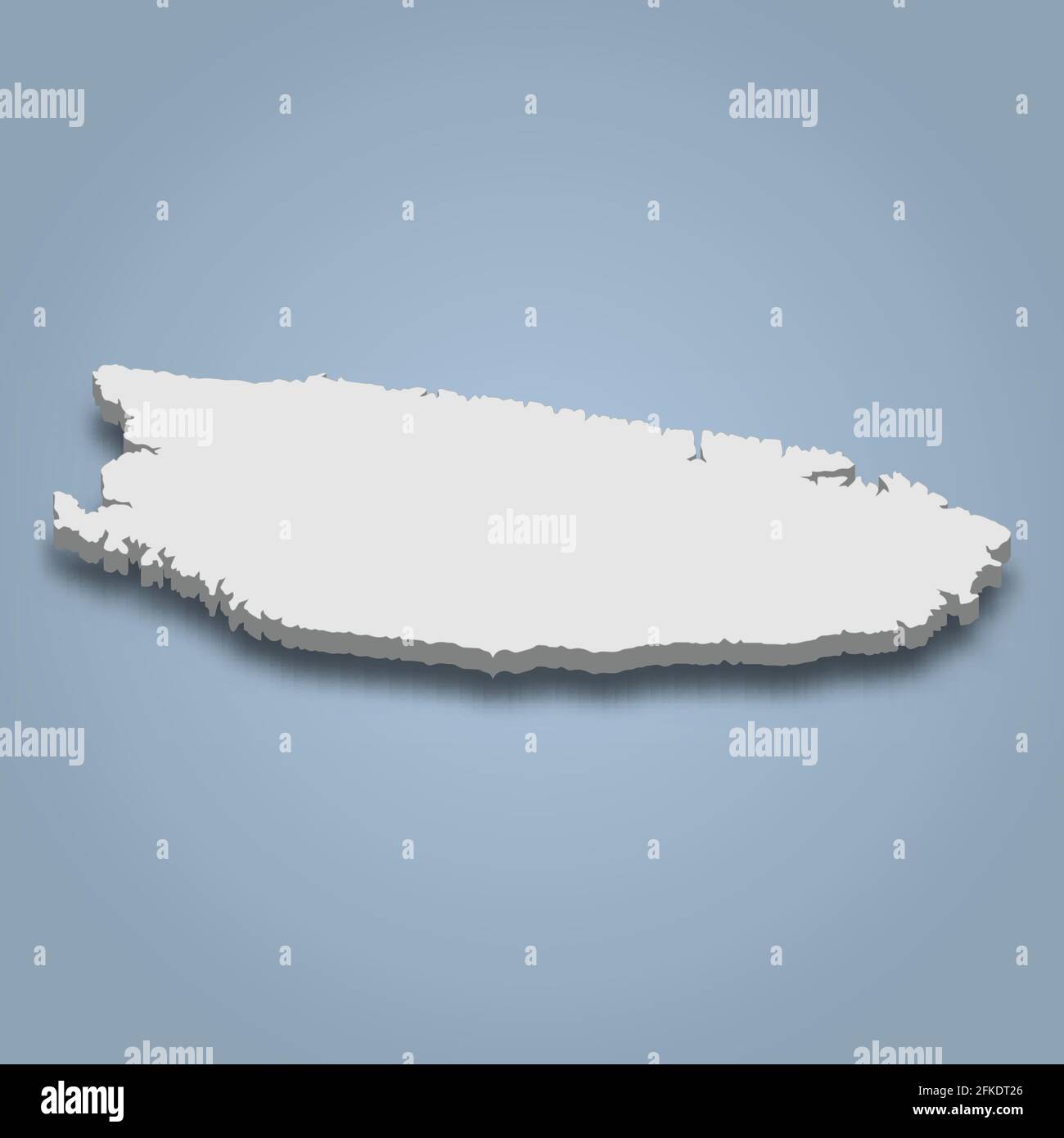 3d isometric map of Brac is an island in Croatia, isolated vector ...