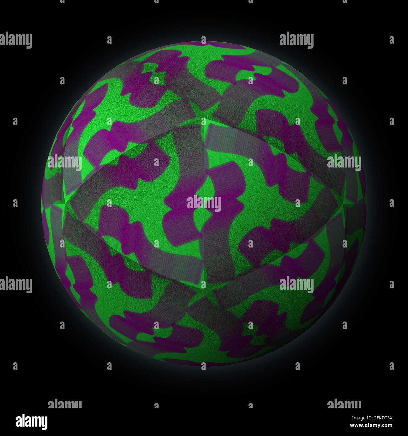 Artfully designed and colorful sphere, 3D illustration on black ...