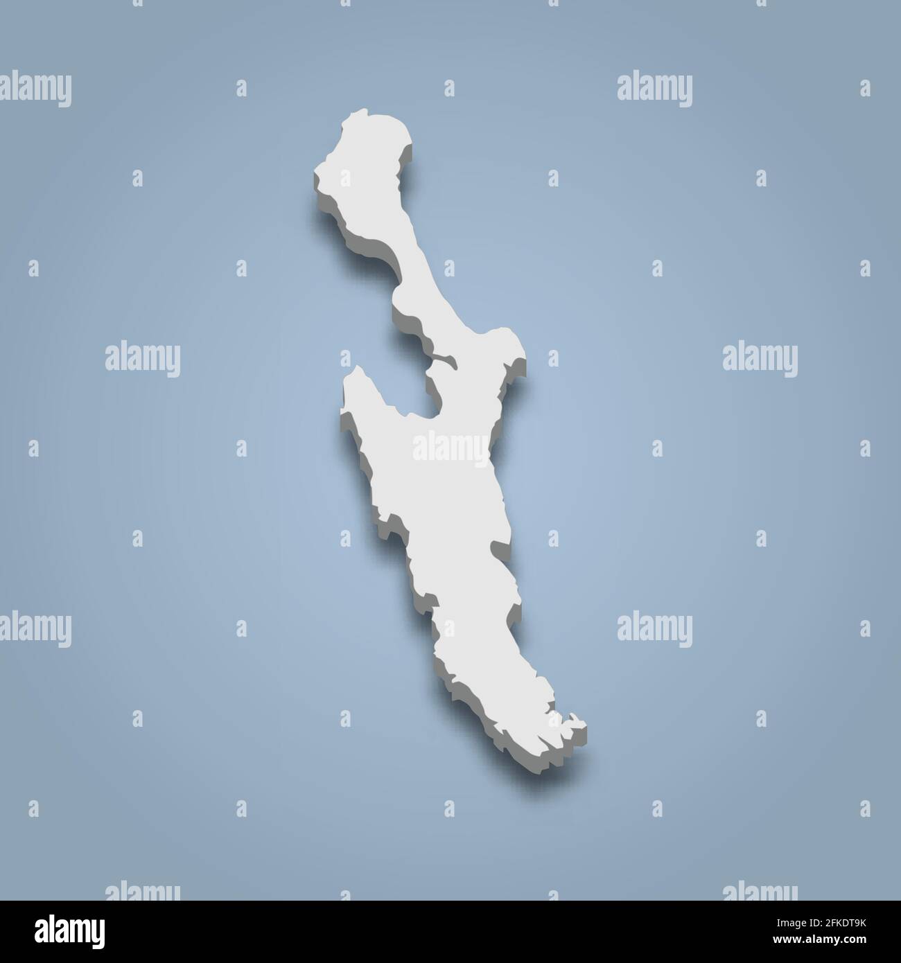 3d isometric map of Cres is an island in Croatia, isolated vector ...