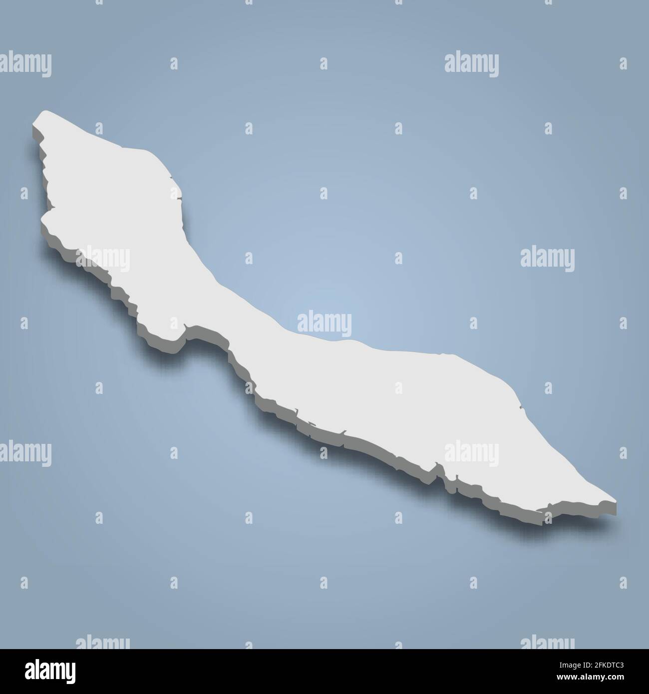 3d isometric map of Curacao is an island in Caribbean Sea, isolated ...