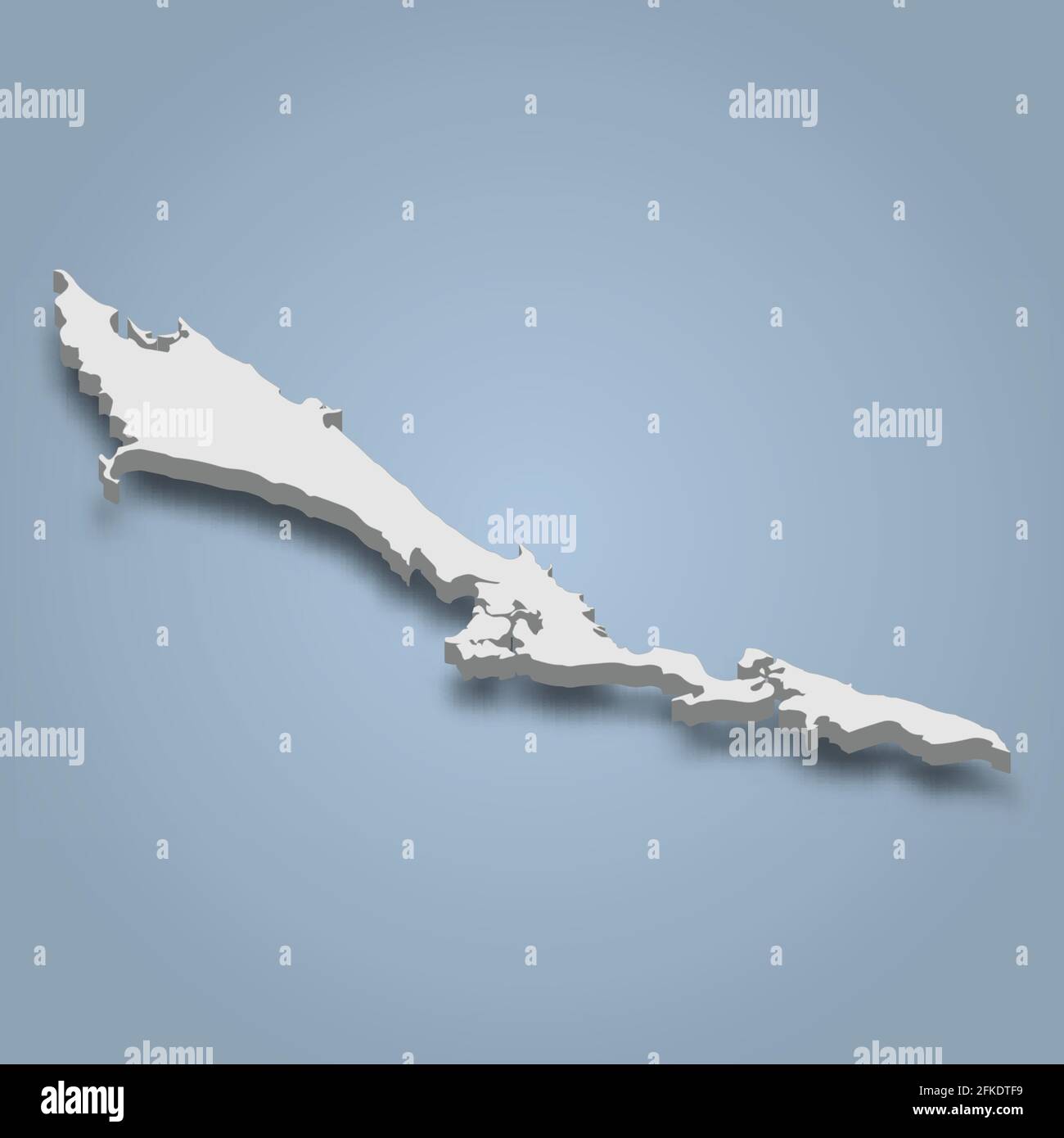 3d isometric map of Exuma is an island in Bahamas, isolated vector ...