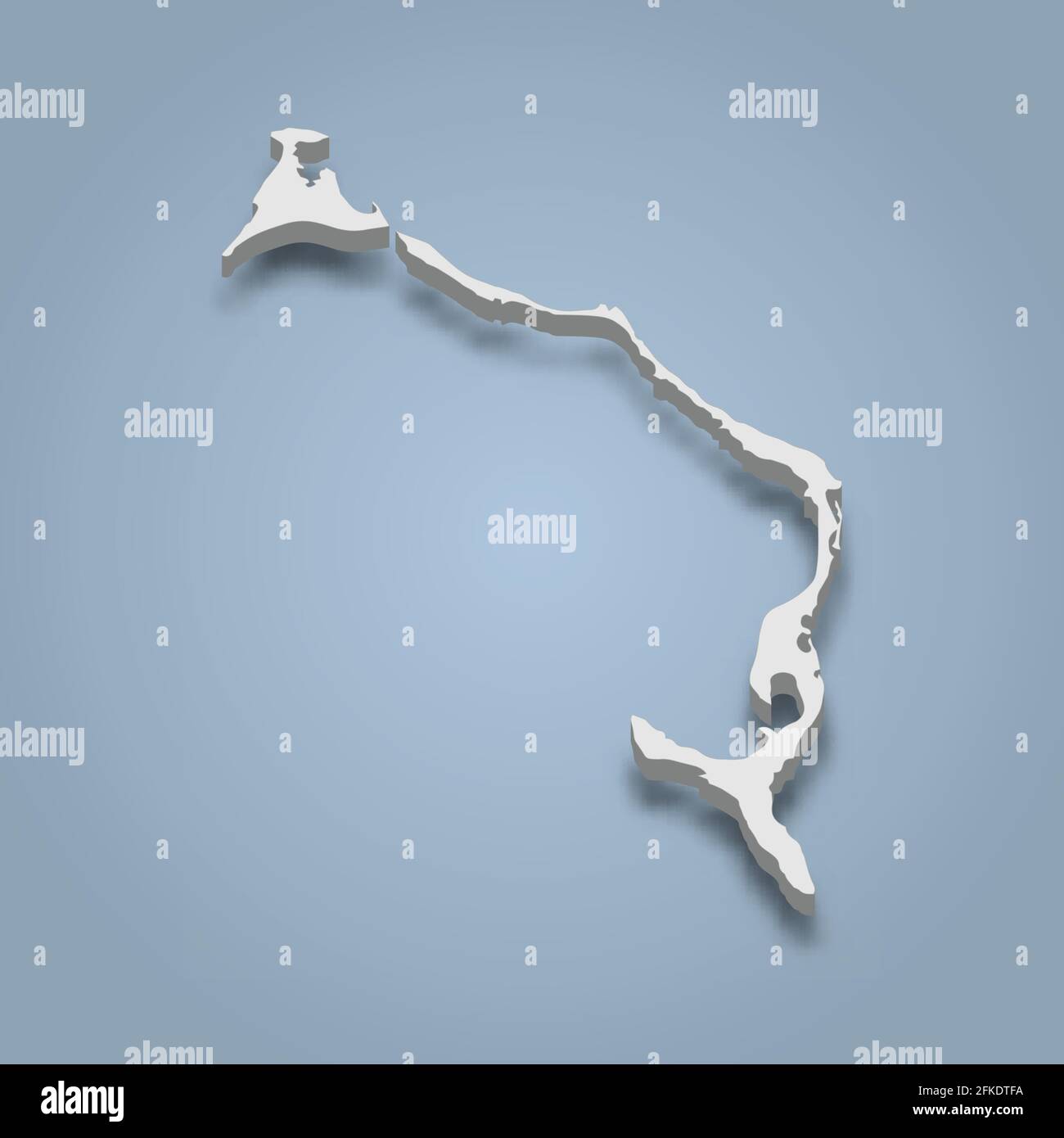 3d isometric map of Eleuthera is an island in Bahamas, isolated vector ...