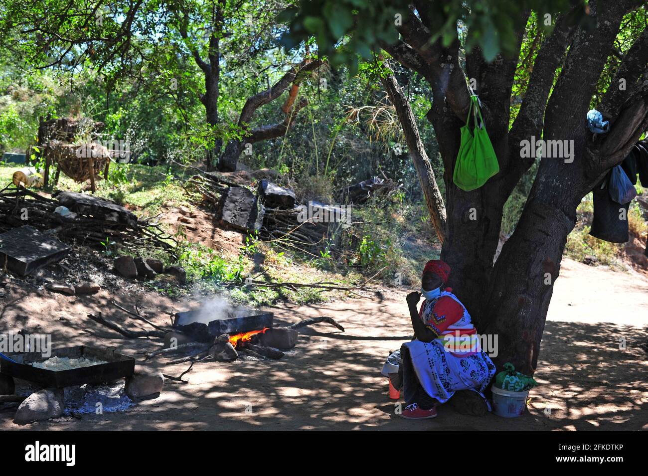 Salt harvesters working at the ancient Baleni Salt Works in Limpopo ...