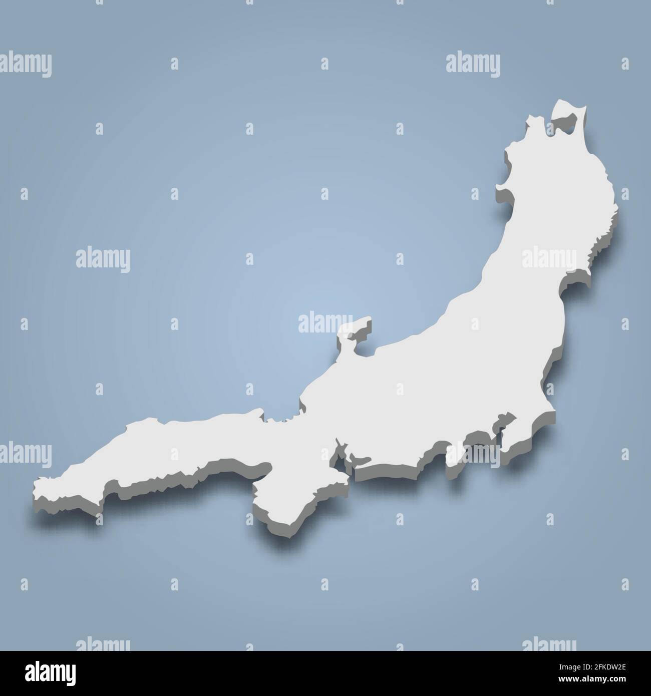 3d isometric map of Honshu is an island in Japan, isolated vector ...