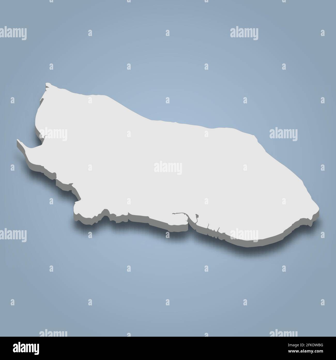 3d isometric map of Isle of Sheppey is an island in United Kingdom ...
