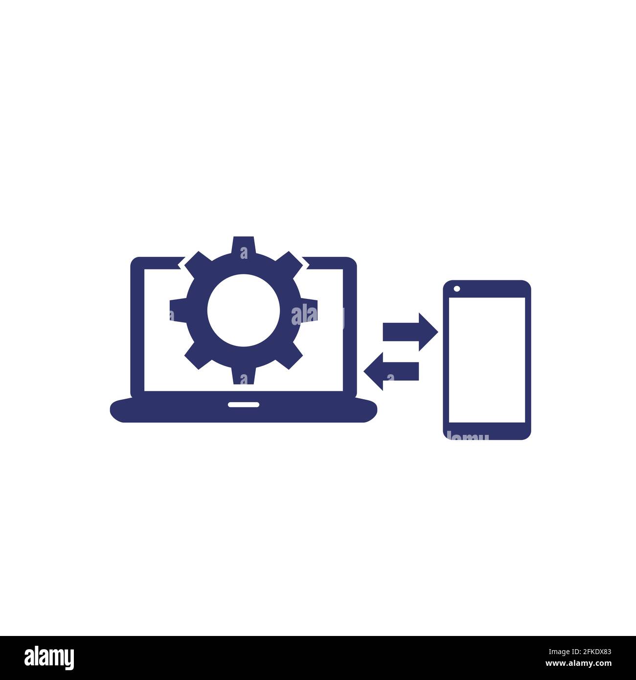 data synchronization, laptop and smart phone icon Stock Vector Image ...