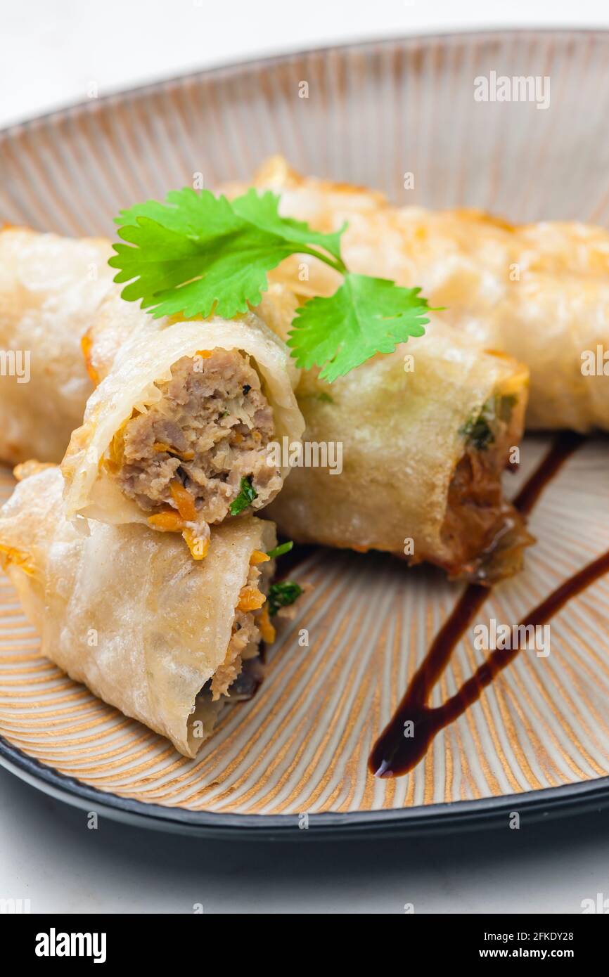 still life of spring rolls Stock Photo - Alamy