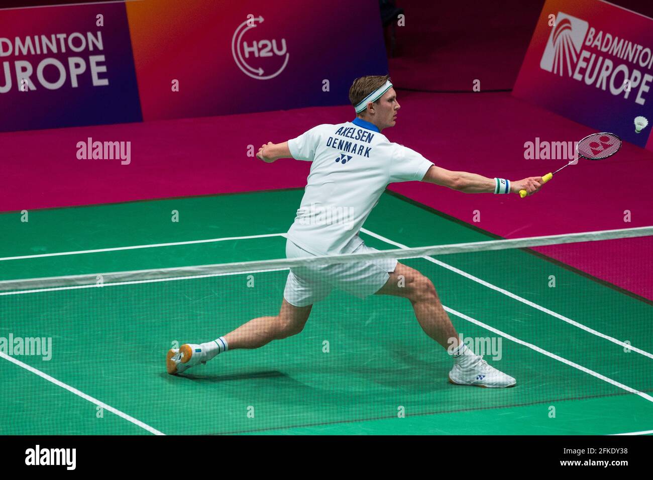 KYIV, UKRAINE - APRIL 30, 2021: Viktor AXELSEN during the badminton ...
