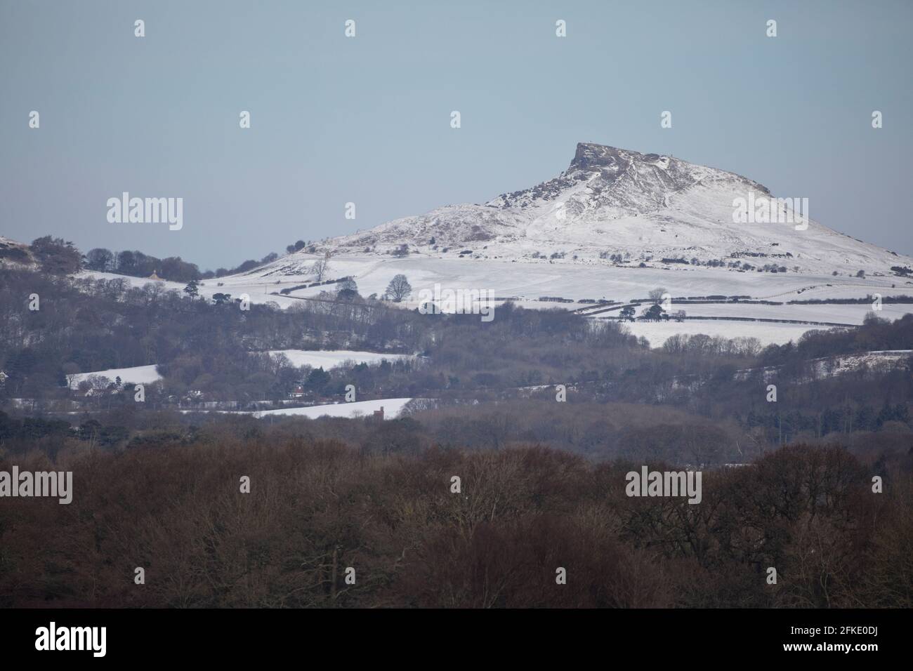 Roseberry Topping covered in snow in winter, North Yorkshire; England ...