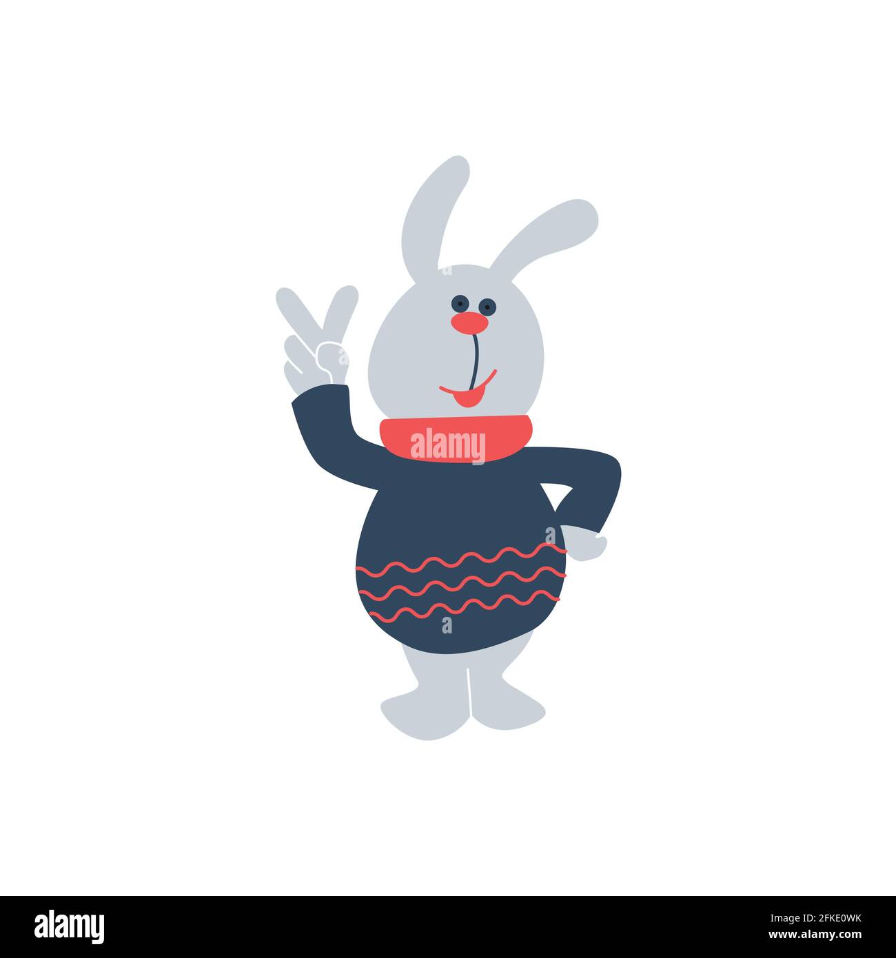 Funny cartoon colored toy hare vector isolated on white background ...