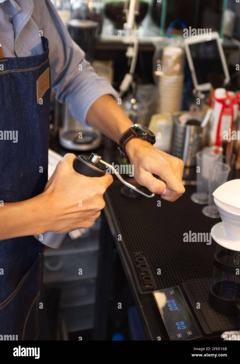 Preparing for new cafe hi-res stock photography and images - Alamy