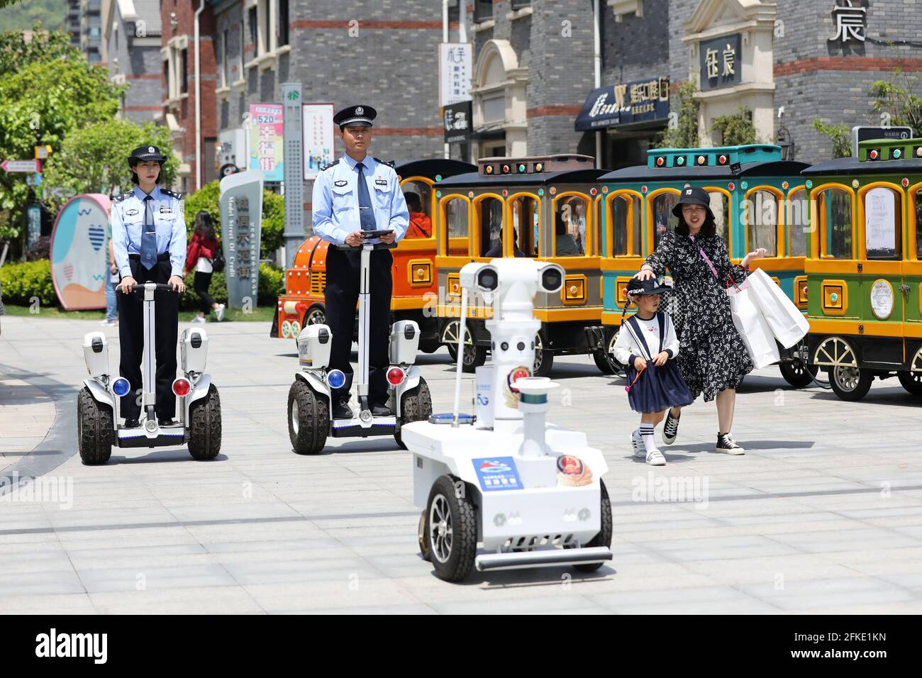 ZHOUSHAN, CHINA - MAY 1, 2021 - A 5G-equipped police robot patrols at ...