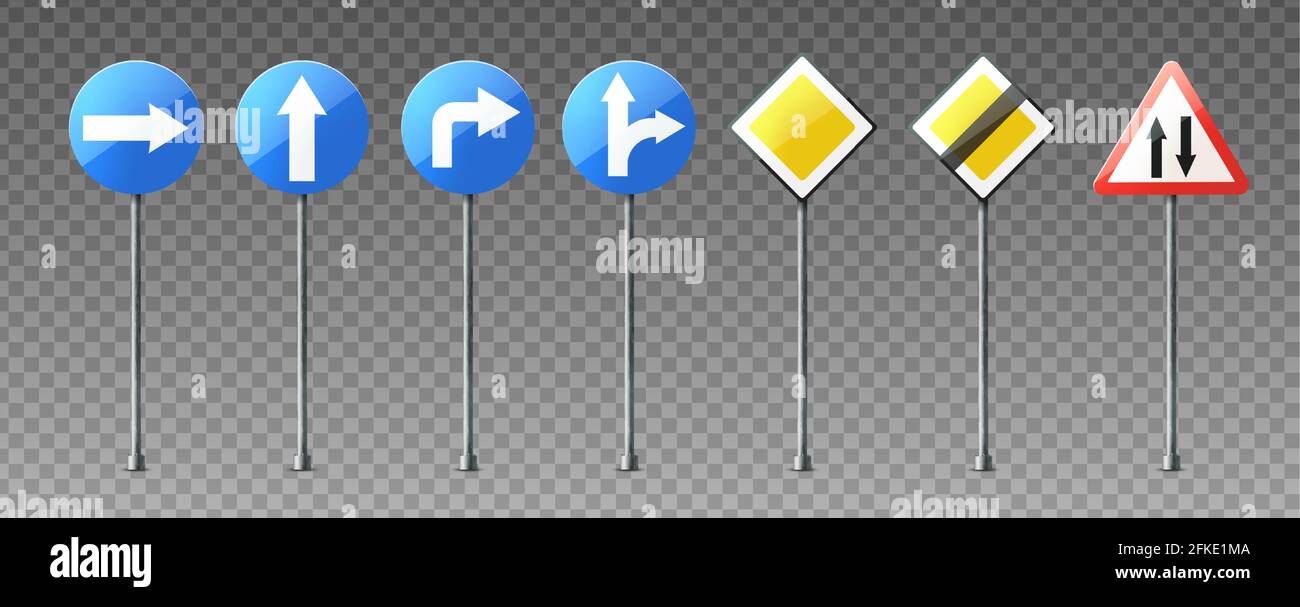 Vector realistic collection of warning and information road signs ...