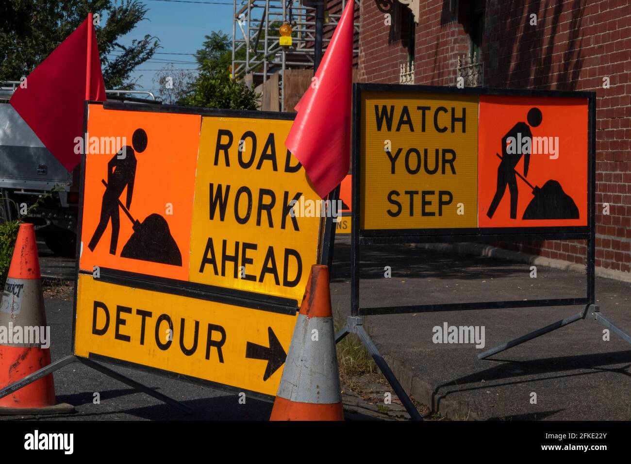 Roadworks safety signs hi-res stock photography and images - Alamy