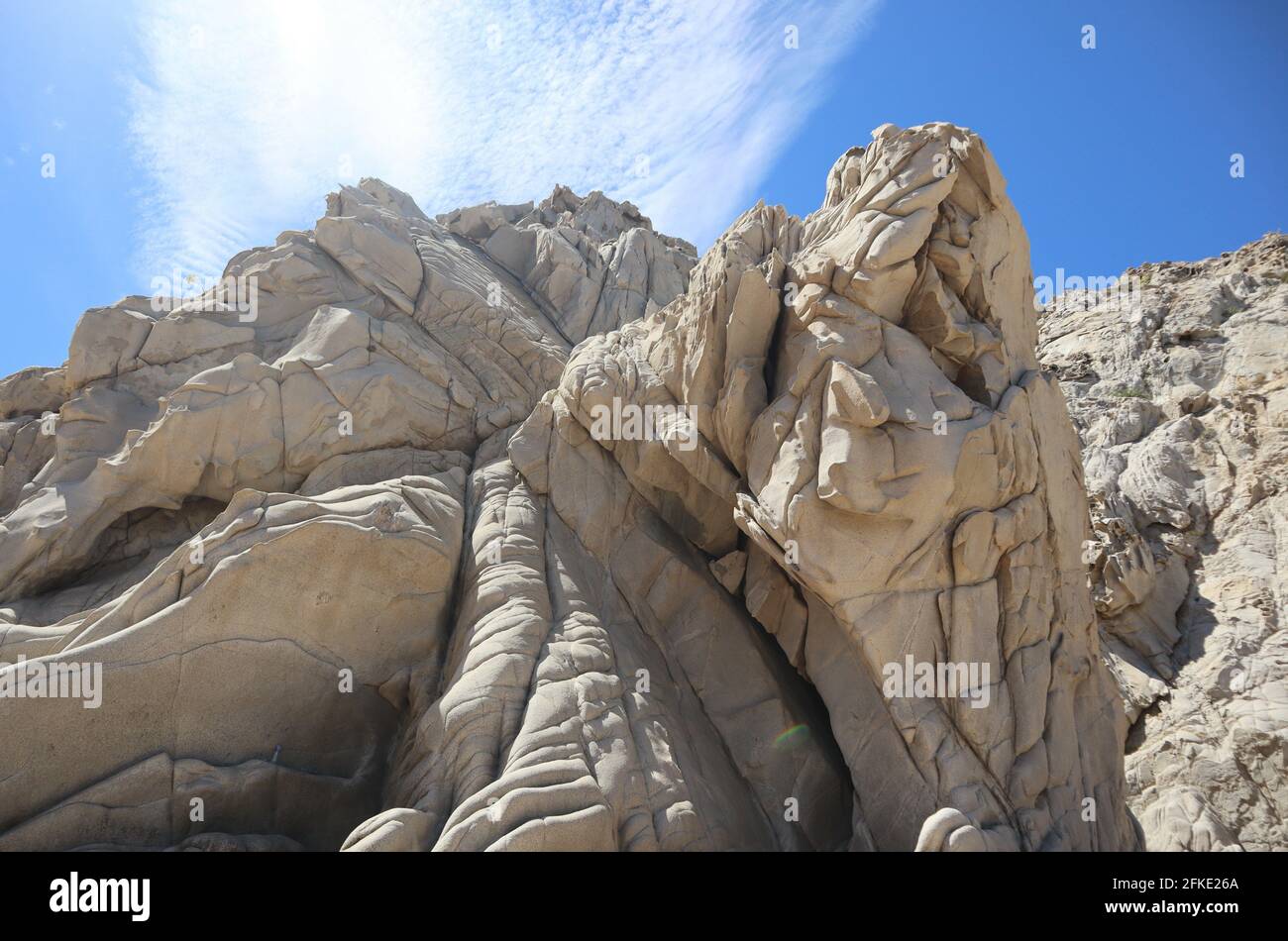Low angle of dramatic limestone rock formations in Los Cabos, Cabo San ...