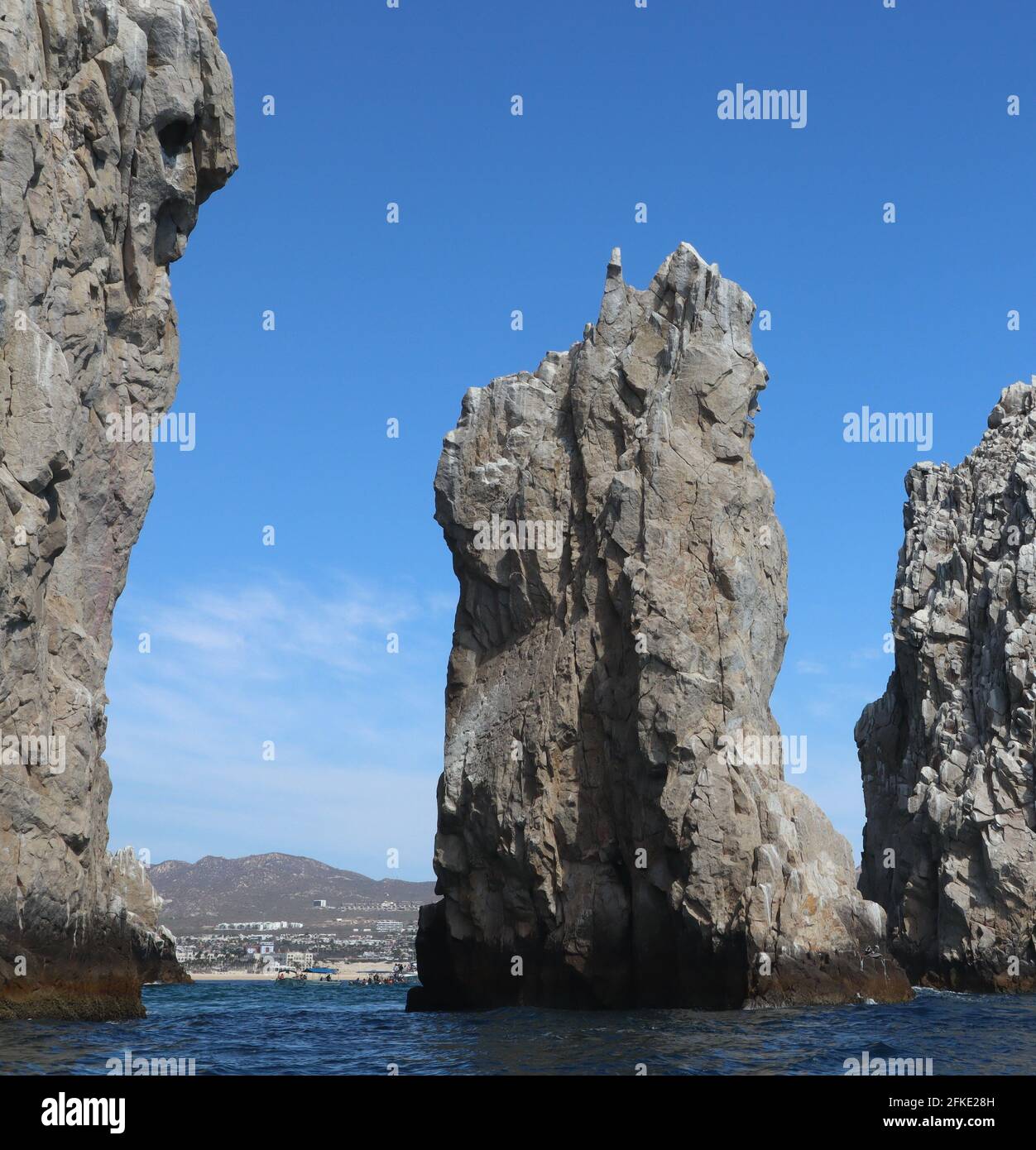 Pacific ocean dramatic limestone rock formations in Los Cabos, Cabo San ...