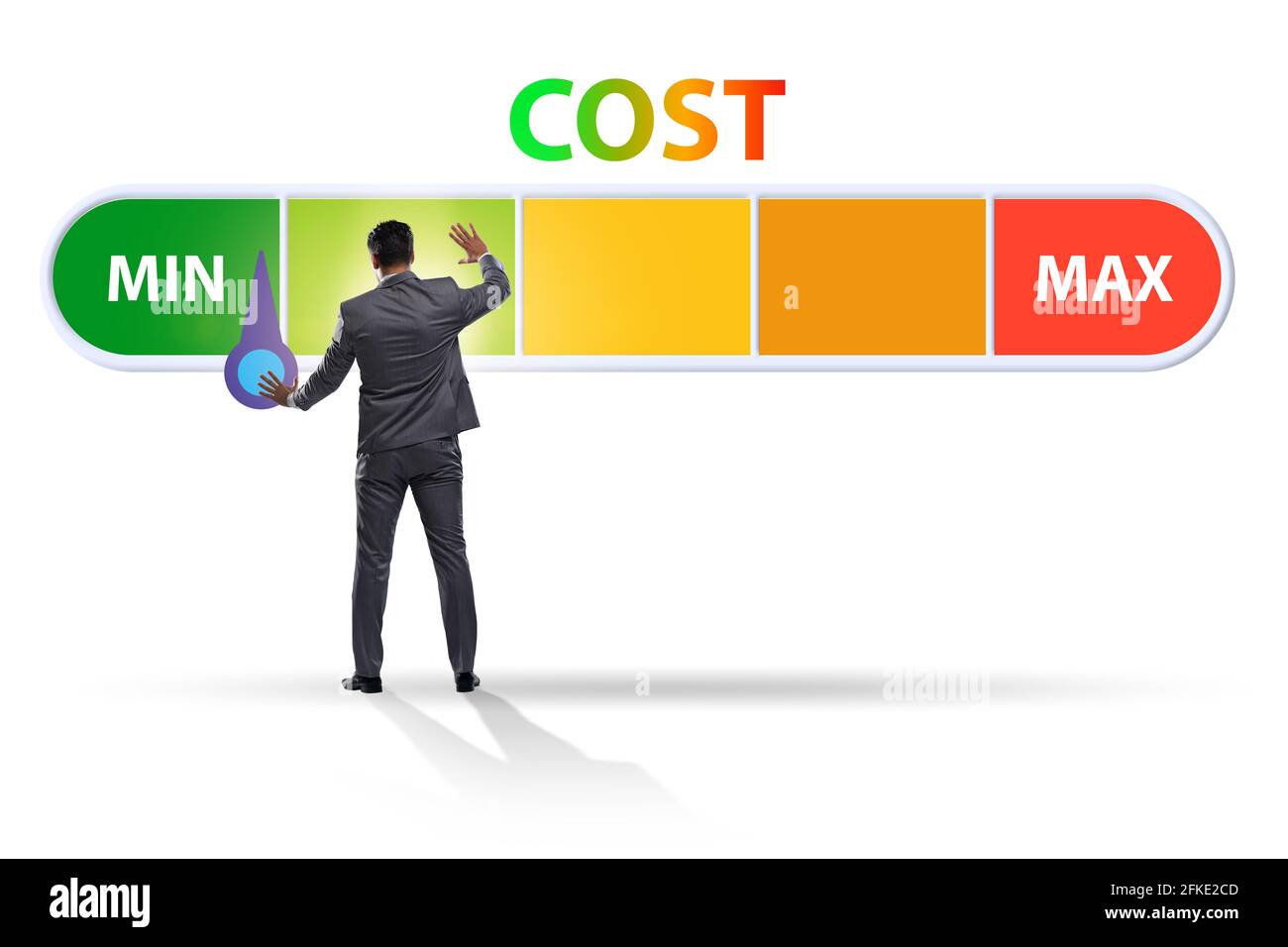 Cost management concept with the businessman Stock Photo - Alamy