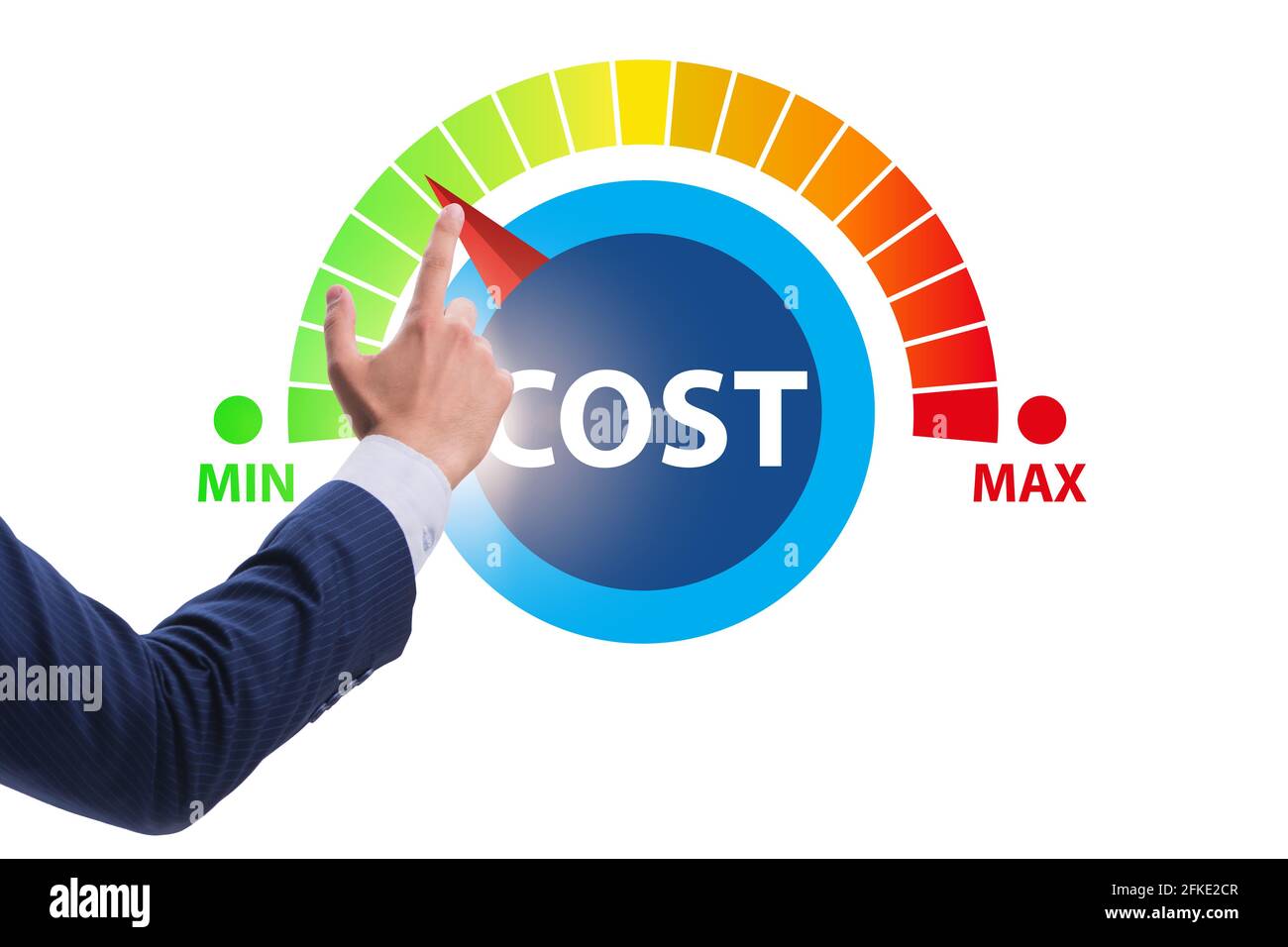 Cost management concept with the businessman Stock Photo - Alamy